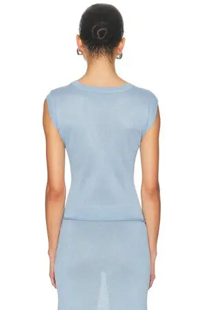 LA PORTE Willa Knit Tank Top - Sky Blue