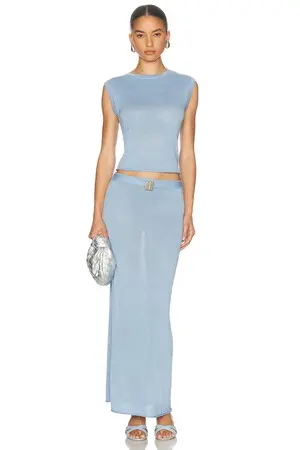 LA PORTE Willa Knit Tank Top - Sky Blue
