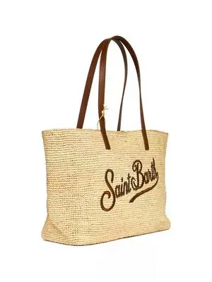 MC2 SAINT BARTH City Logo-embroidered Raffia Tote Bag