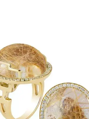 Goshwara 18k Yellow Rutilated Quartz And Diamond Ring