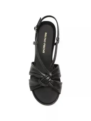 BRUNO PREMI Knotted Leather Slingback Sandals - Black