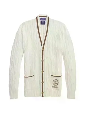 Ralph Lauren Purple Label Cable-knit Cardigan With Embroidered Logo