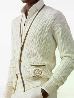 Ralph Lauren Purple Label Cable-knit Cardigan With Embroidered Logo