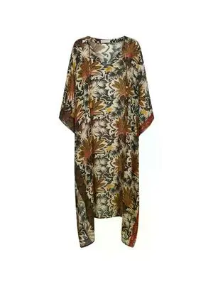 Anjuna Floral-print Drawstring Kaftan - Neutrals