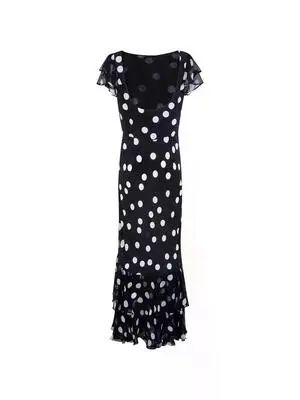 Rixo Polka-dot Ruffled Dress