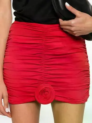 LA REVECHE Ruched Skirt - Red