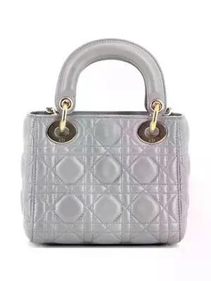 Dior Lady Chain Bag Cannage Quilt Lambskin Mini Satchel - Grey