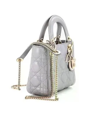 Dior Lady Chain Bag Cannage Quilt Lambskin Mini Satchel - Grey