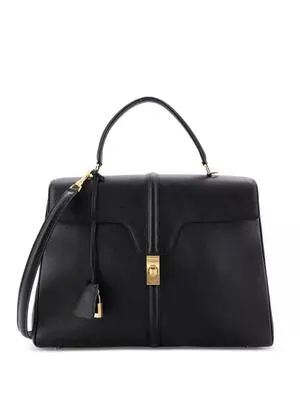 Celine 16 Top Handle Bag Grained Calfskin Medium - Black