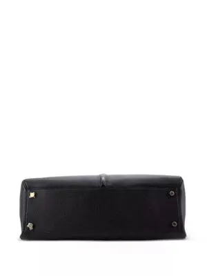 Celine 16 Top Handle Bag Grained Calfskin Medium - Black