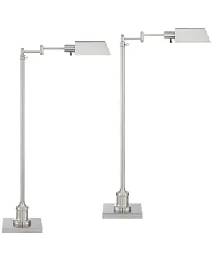 REGENCY HILL Jenson Traditional 54" Tall Standing Floor Lamps Set Of 2 Lights Swing Arm Pharmacy Adjustable Brushed Nickel - Silver