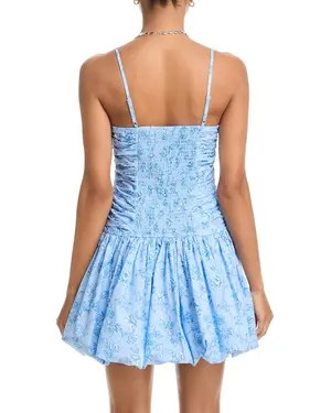 Aqua Rose Bud Gathered Dress