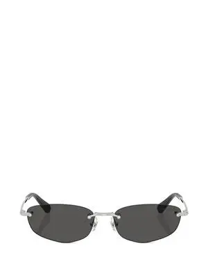 SWAROVSKI Rimless Rectangle Sunglasses - Silver