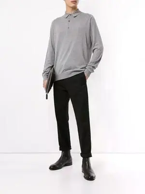 John Smedley Long-sleeve Polo Shirt - Grey