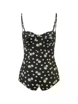 Dolce & Gabbana Floral-print Swimsuit With Dg Logo