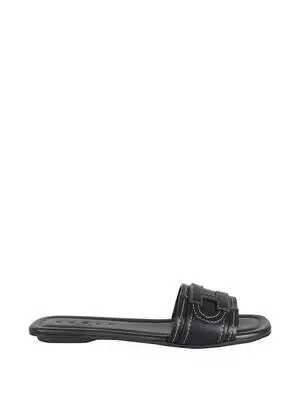 Hogan H685 Contrast-stitch H Logo Sandals - Black