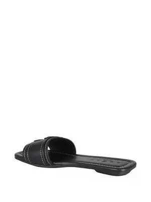 Hogan H685 Contrast-stitch H Logo Sandals - Black