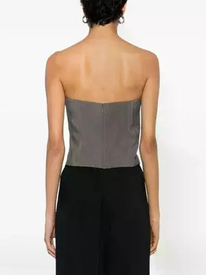 Giorgio Armani Floral-appliqué Strapless Top - Grey