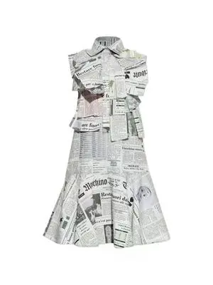 Moschino Newspaper-print Ruffled Mini Dress