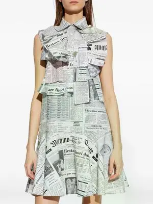 Moschino Newspaper-print Ruffled Mini Dress