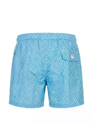 Fedeli Floral-print Swim Shorts - Blue