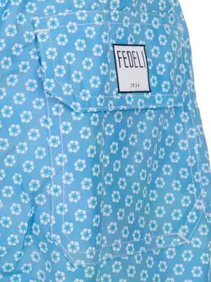 Fedeli Floral-print Swim Shorts - Blue