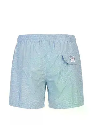 Fedeli Floral-print Swim Shorts - Blue