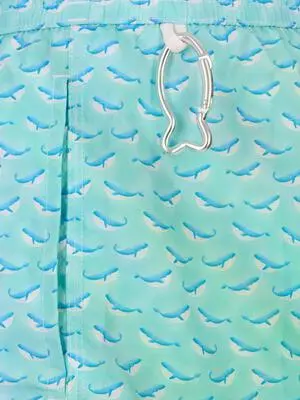 Fedeli Whale-print Drawstring Swim Shorts - Blue