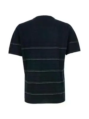 ROBERTO COLLINA Stripe-pattern Waffle-knit T-shirt - Blue