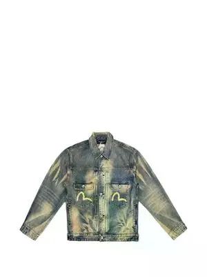 EVISU Abstract-wash Denim Jacket With Seagull Embroidery