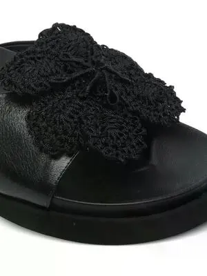 ANGEL ALARCON Crochet-flower Leather Sandals