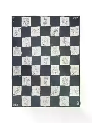 Karl Lagerfeld Sketch Checkerboard Scarf - Black