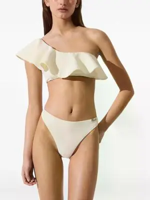 Karl Lagerfeld Ruffled One-shoulder Bikini Top