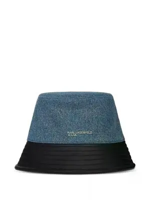 Karl Lagerfeld Logo Plaque Denim Bucket Hat - Blue