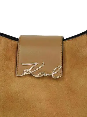 Karl Lagerfeld K/signature Suede Shoulder Bag - Neutrals