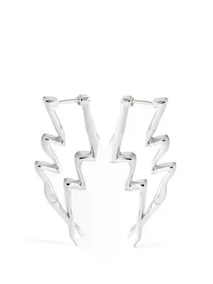 YOJ Lightning Hoop Earrings - Silver