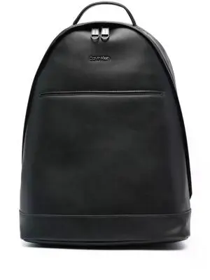 Calvin Klein Logo-plaque Leather Backpack - Black