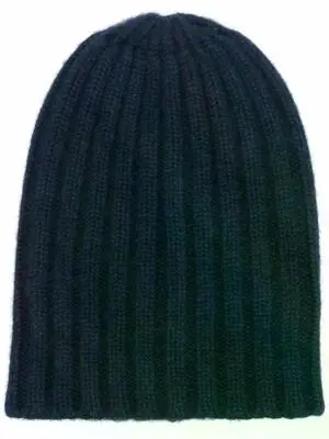 LANEUS Ribbed-knit Cashmere Beanie - Blue