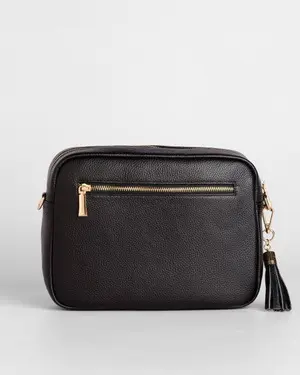 POM POM LONDON City Plus Crossbody Bag With Adjustable Straps - Black