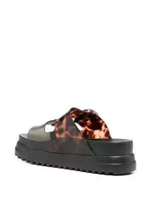 Melissa Tortoiseshell Buckle-strap Platform Sandals - Black