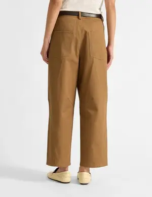 ALBARAY Cropped Barrel Trousers - Tan