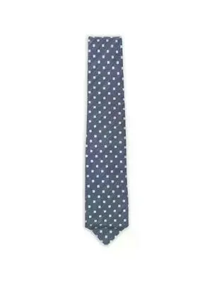 BARBA NAPOLI Geometric-pattern Standard Neck Tie - Blue