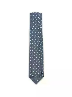 BARBA NAPOLI Geometric-pattern Standard Neck Tie - Blue