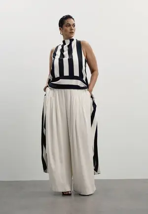 11 HONORE Pleated Wide Leg Trousers