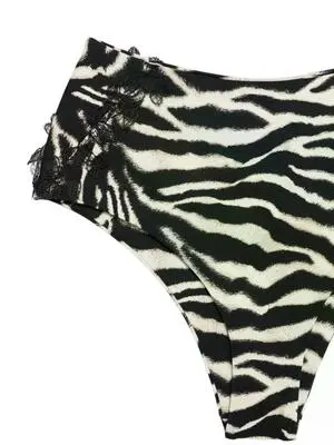 Ermanno Scervino Zebra-pattern Lace-trim Bikini