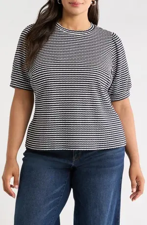 Halogen Stripe Puff Sleeve T-shirt