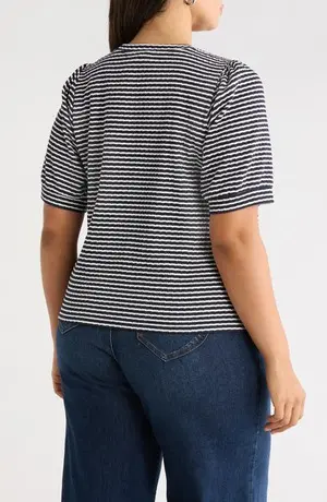 Halogen Stripe Puff Sleeve T-shirt