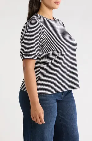 Halogen Stripe Puff Sleeve T-shirt