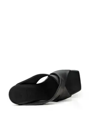 Vicini Crossover-strap Wedge Mules - Black