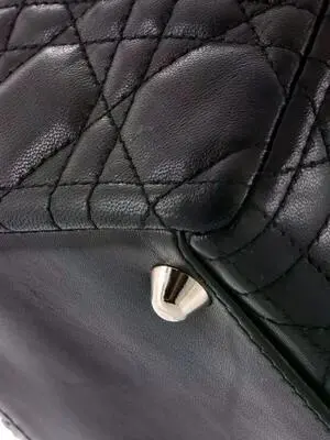 Dior Lady Large Tote Bag Cannage Quilt Lambskin - Black